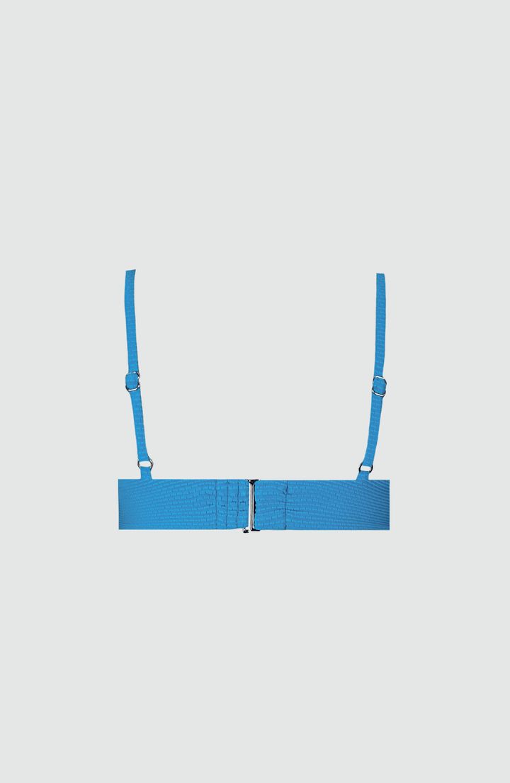 Top Bikini Azul Argolla Bailando Entre Palmas